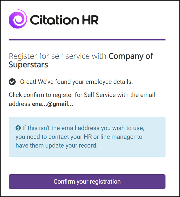 eSS User - What is the Registration process – Citation HR Support Centre